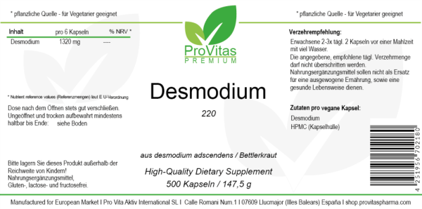 Desmodium á 220mg 500 capsules vegan | Pro Vita AKTIV International