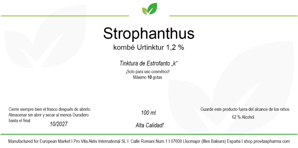 Strophanthus kombe mother tincture, k strophanthin, 100ml | Pro Vita ...