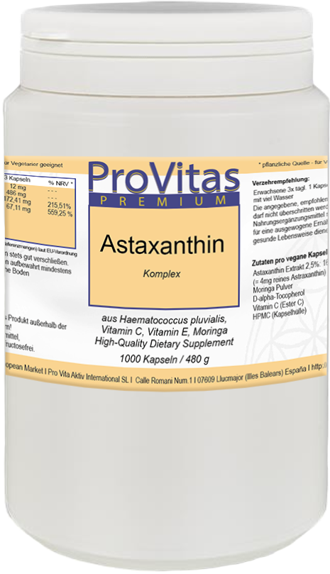 Astaxanthin Complex with VitC + E Moringa 400mg 1000 vegan capsules ...