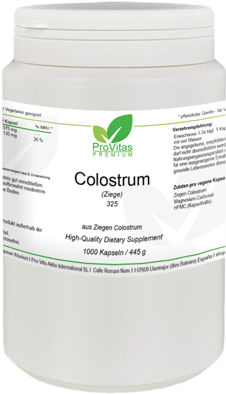 Colostrum (goat) á 325mg 1000 vegan capsules | Pro Vita AKTIV International