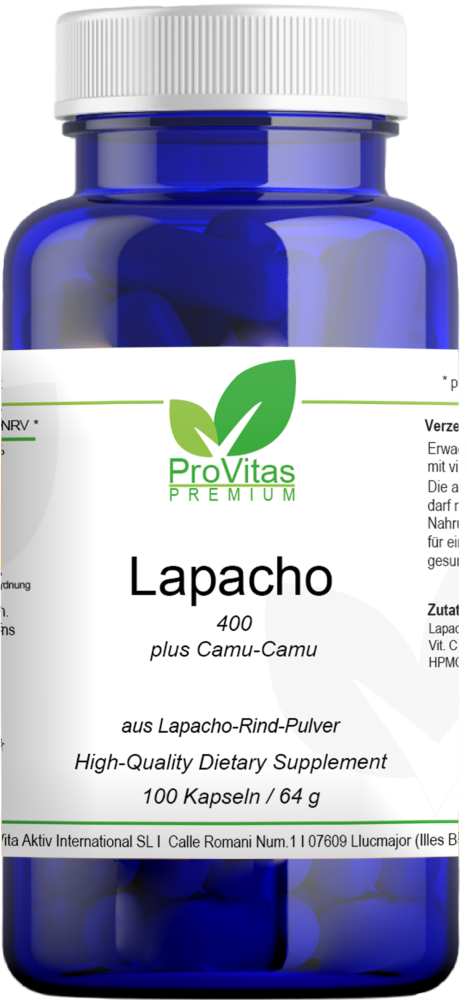 Lapacho á 400mg Vit C 150mg 100 vegan capsules | Pro Vita AKTIV ...