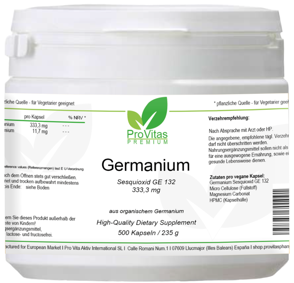 Germanium Sesquioxid GE132 333,33mg 500 Kapseln | Pro Vita AKTIV ...