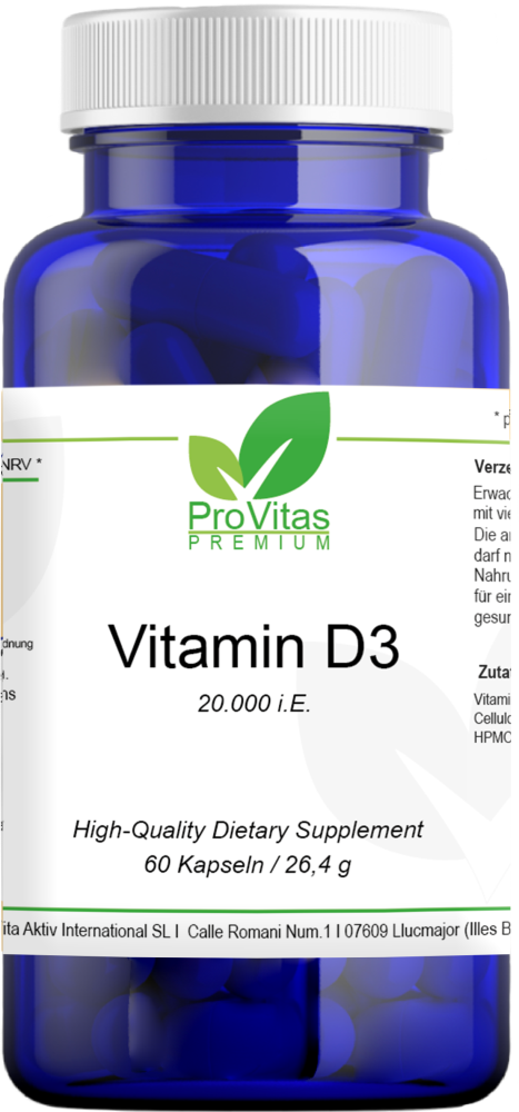 Vitamin D3 20000 iE 60 vegan capsules | Pro Vita AKTIV International